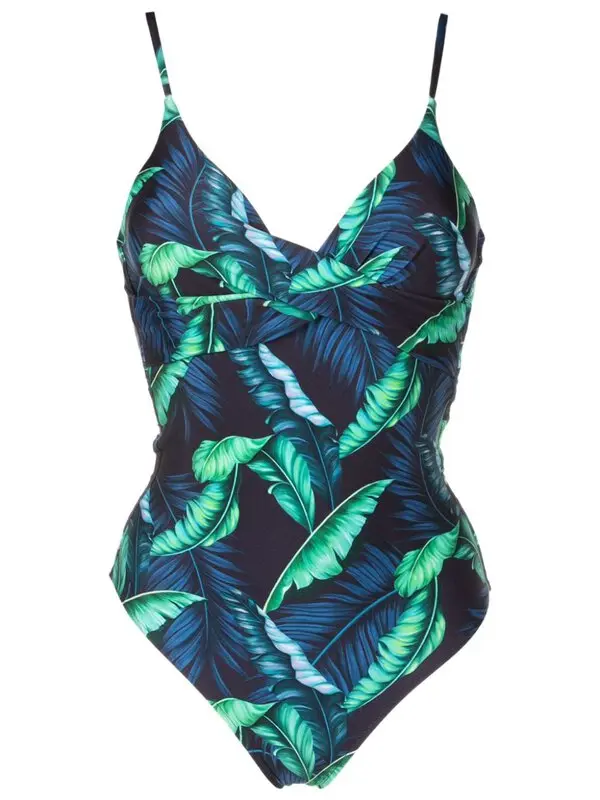 LYGIA & NANNY Bianca Leaf-print Swimsuit - Blue
