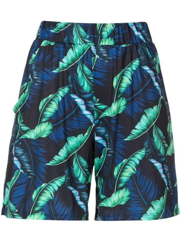 LYGIA & NANNY Iara Leaf-print Mini Shorts - Blue