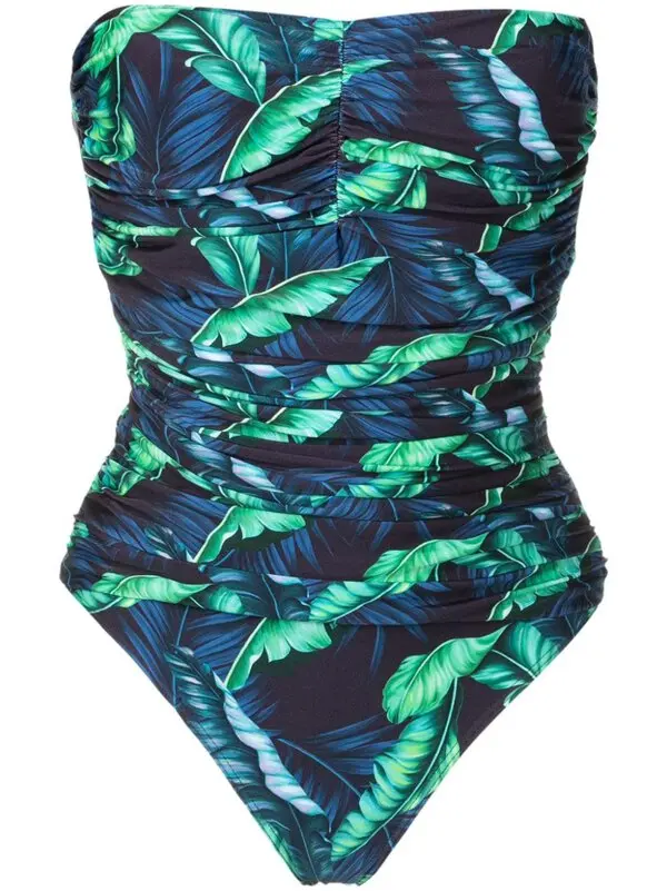 LYGIA & NANNY Melissa Leaf-print Swimsuit - Blue