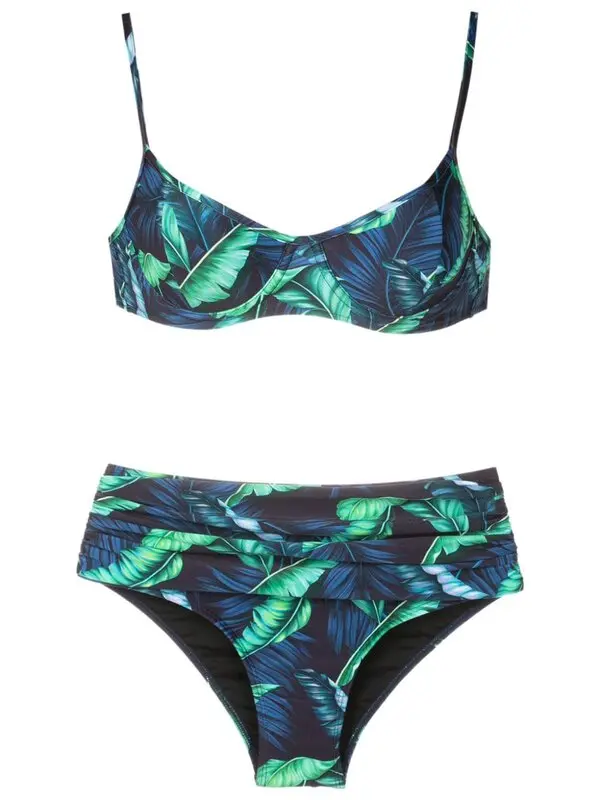 LYGIA & NANNY Liliane Leaf-print Bikini - Blue