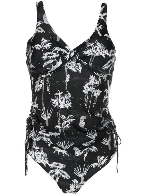 LYGIA & NANNY Bruma Botanical-print Tankini - Black