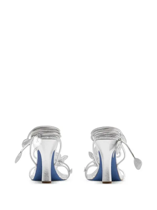 Burberry Ivy Flora 105mm Leather Sandals - Silver