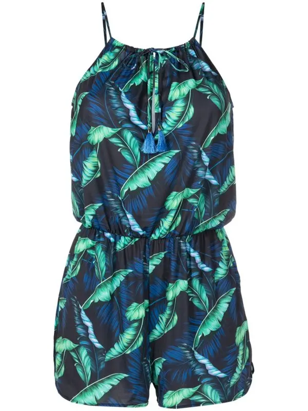 LYGIA & NANNY Laya Leaf-print Playsuit - Blue