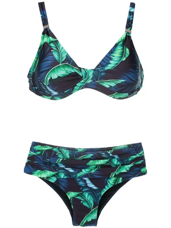 LYGIA & NANNY Marianne Leaf-print Bikini - Blue