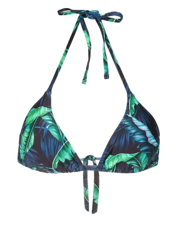 LYGIA & NANNY Iasmin Leaf-print Bikini Top - Blue