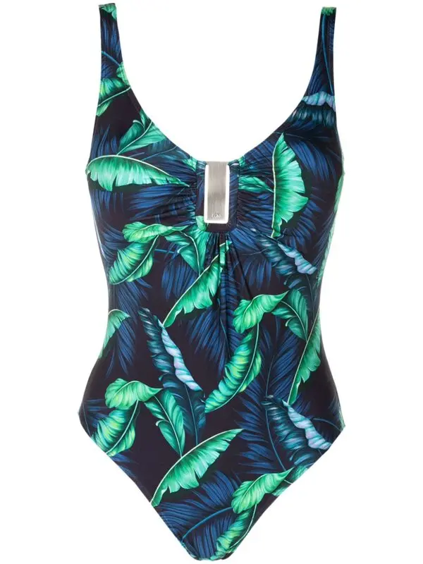 LYGIA & NANNY Mirassol Leaf-print Swimsuit - Blue