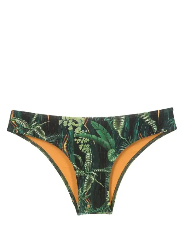 LYGIA & NANNY Waikiki Leaf-print Bikini Bottom - Green