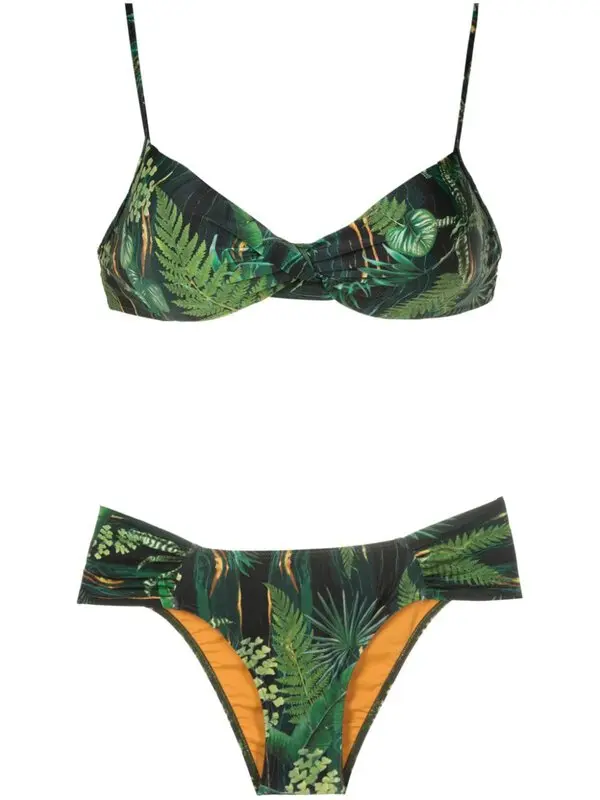 LYGIA & NANNY Vitória Leaf-print Bikini - Green
