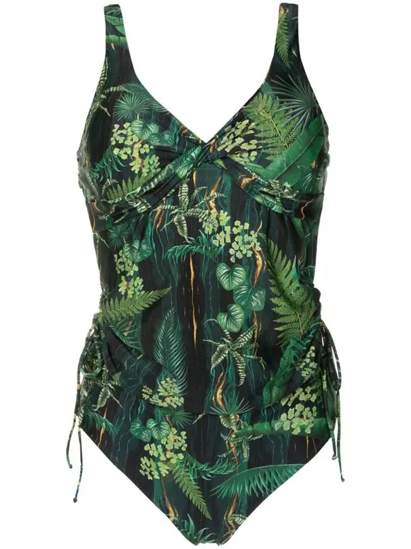 LYGIA & NANNY Bruma Leaf-print Tankini - Green