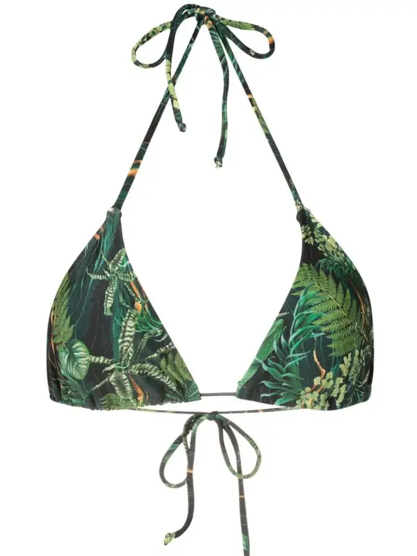 LYGIA & NANNY Hanna Leaf-print Bikini Top - Green