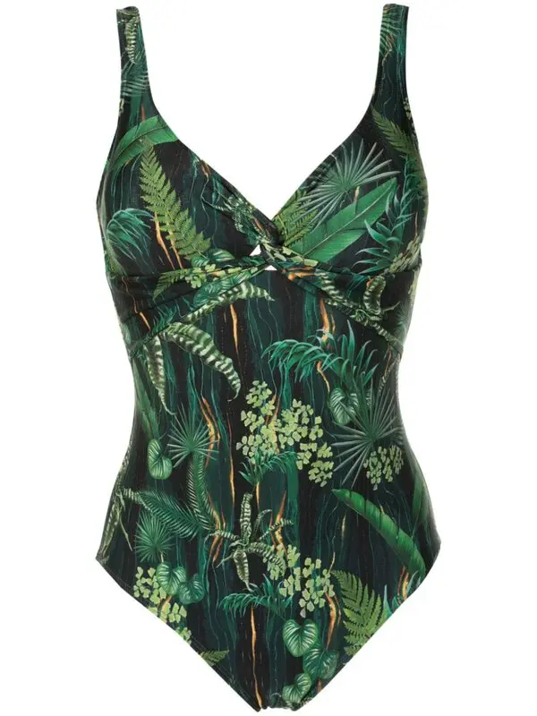 LYGIA & NANNY Adriana Leaf-print Swimsuit - Green