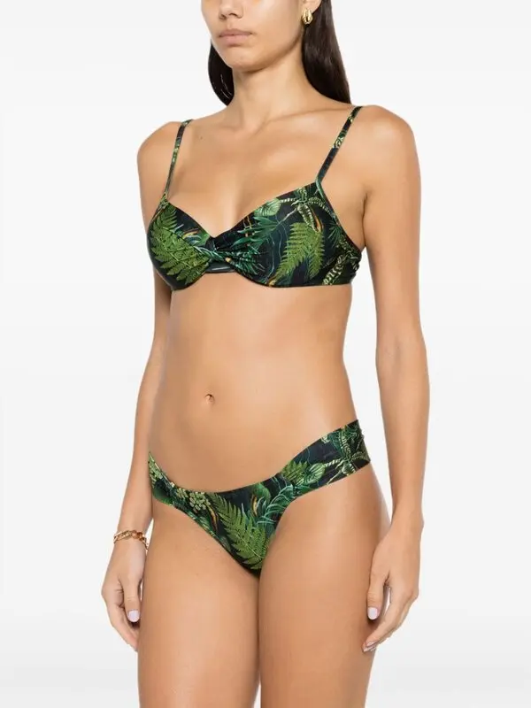 LYGIA & NANNY Cassis Leaf-print Bikini Top