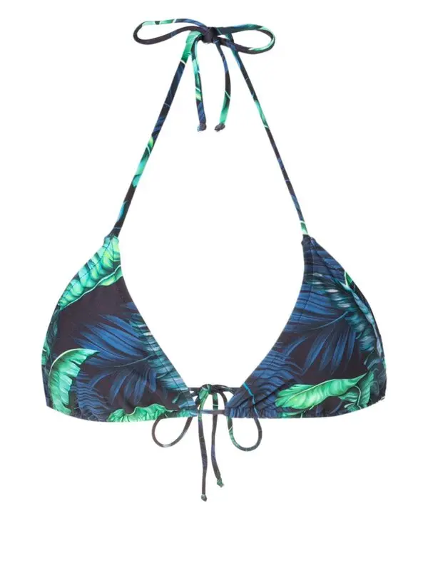 LYGIA & NANNY Hanna Leaf-print Bikini Top - Blue