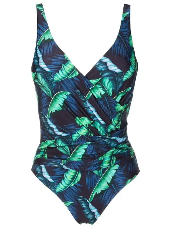 LYGIA & NANNY Maisa Leaf-print Swimsuit - Blue