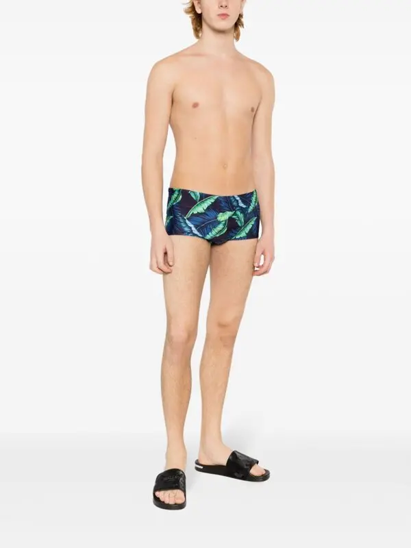 LYGIA & NANNY Copacabana Leaf-print Swim Trunks - Blue