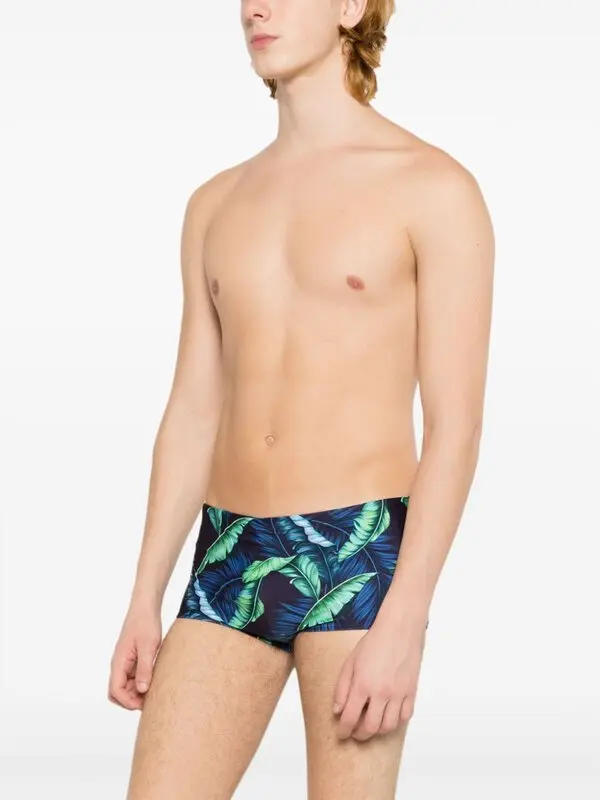LYGIA & NANNY Copacabana Leaf-print Swim Trunks - Blue