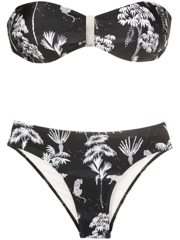 LYGIA & NANNY Ester Graphic-print Strapless Bikini - Black