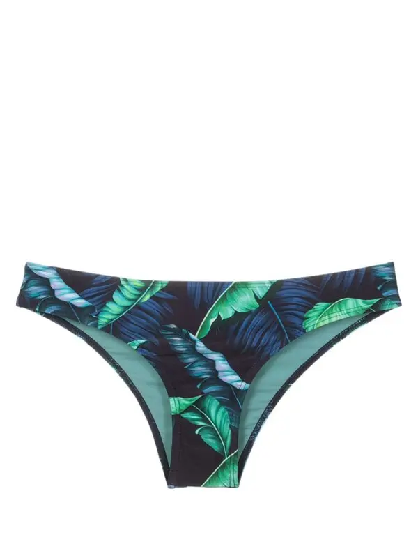 LYGIA & NANNY Waikiki Leaf-print Bikini Bottom - Blue