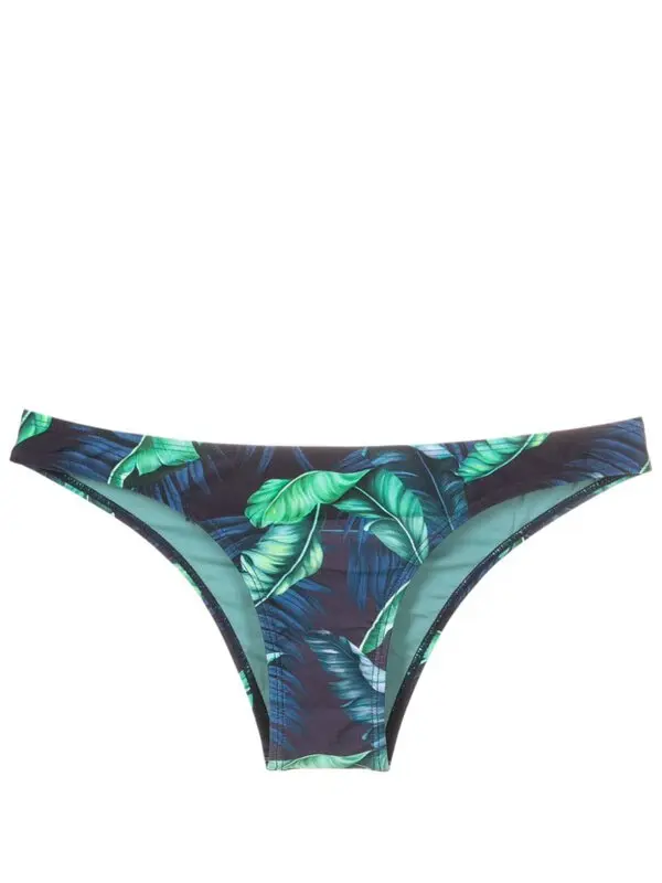 LYGIA & NANNY Poipu Leaf-print Bikini Bottom - Blue