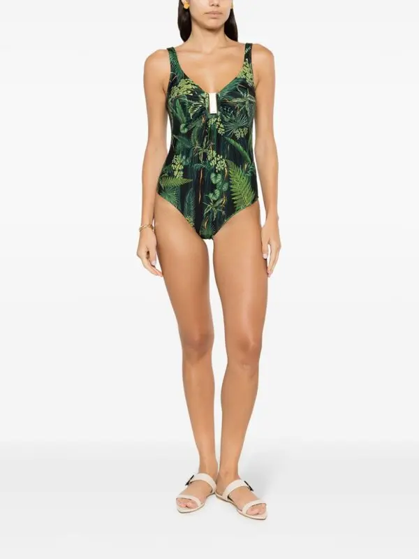 LYGIA & NANNY Mirassol Leaf-print Swimsuit - Green