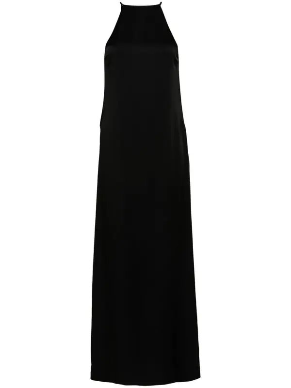 knee length dresses for ladies FABIANA Strappy Straight Cut Neckline Maxi Dress with High Slit (Blush Pink  Crepe)