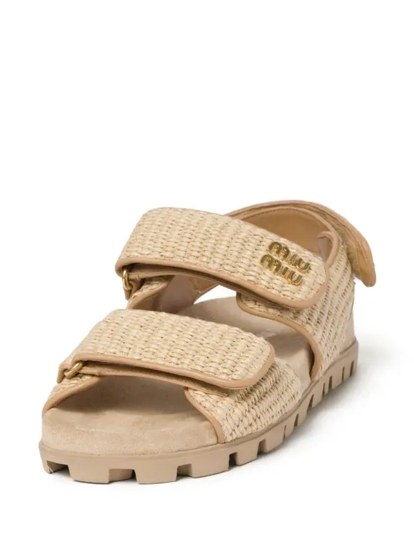 Miu Miu Double-strap Woven Sandals