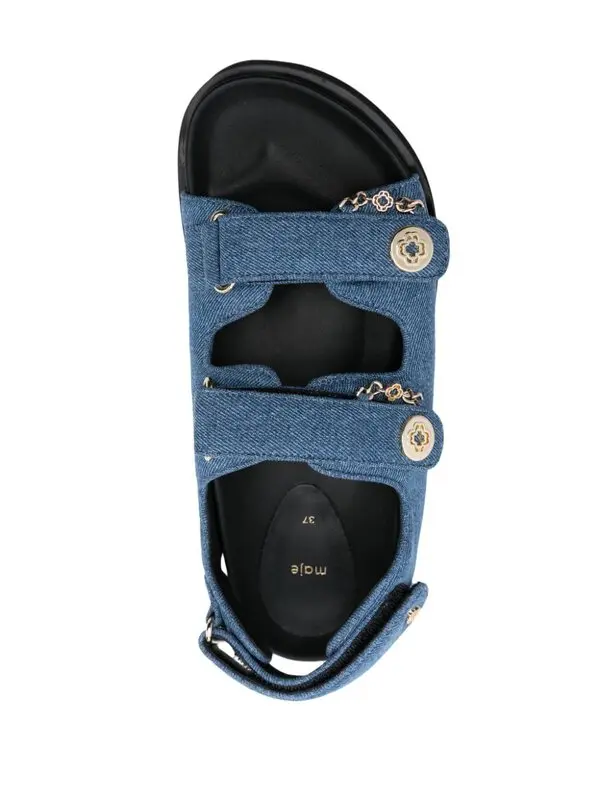Maje Touch-strap Denim Sandals