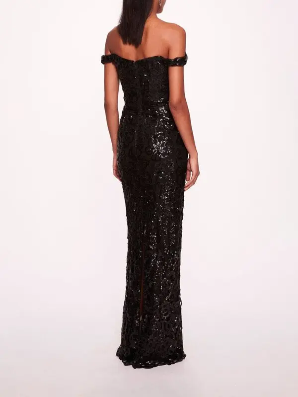 Marchesa Sequin Sweetheart-neck Gown