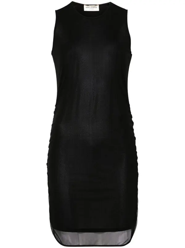 Saint Laurent Ruched Mini Dress - Black