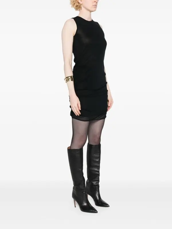Saint Laurent Ruched Mini Dress - Black