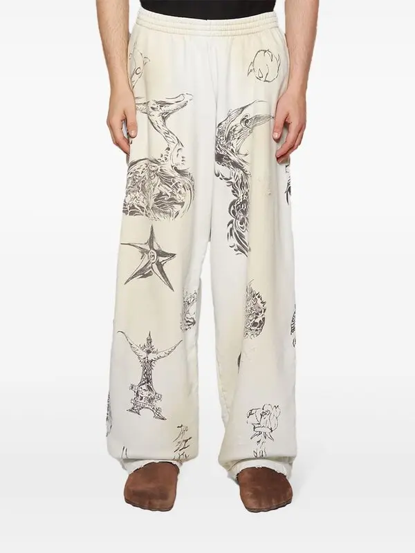 Balenciaga Tat Graphic-print Cotton Track Pants