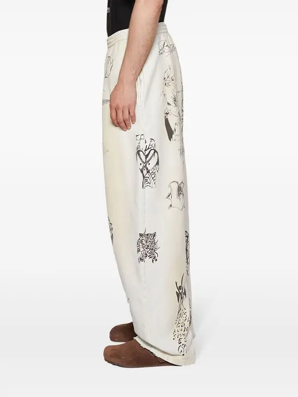 Balenciaga Tat Graphic-print Cotton Track Pants