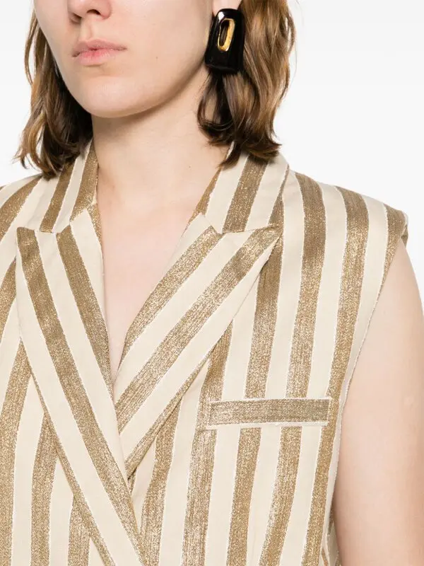 FORTE_FORTE Metallic Stripes Double-breasted Vest