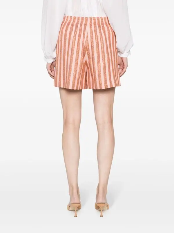FORTE_FORTE Metallic-threading Striped Shorts - Pink