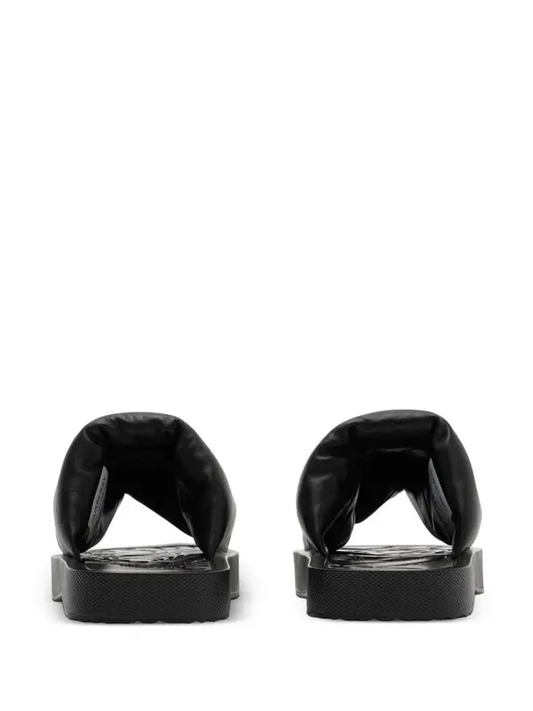 Burberry Ekd Slab Leather Slides - Black | Editorialist display picture 3