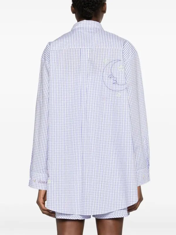 FORTE_FORTE Moon-embroidered Checked Shirt