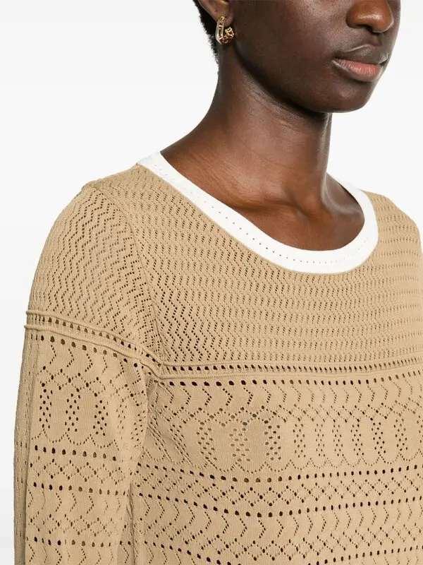 Liu Jo Pointelle-knit Sheer Top