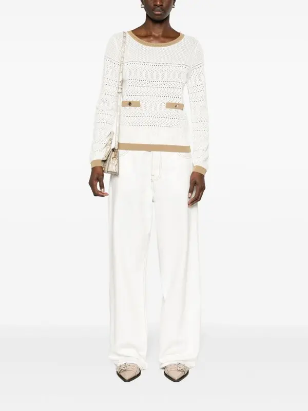 Liu Jo Long-sleeve Pointelle-knit Blouse