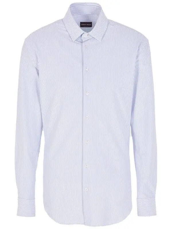 Giorgio Armani Striped Cotton-blend Shirt - Blue