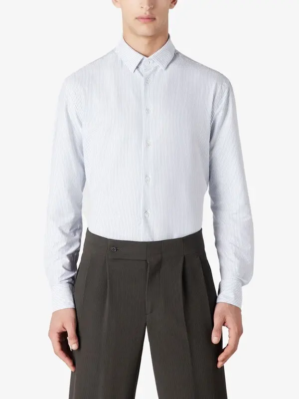 Giorgio Armani Striped Cotton-blend Shirt - Blue
