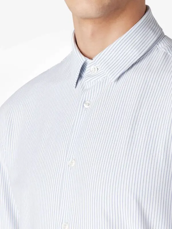 Giorgio Armani Striped Cotton-blend Shirt - Blue