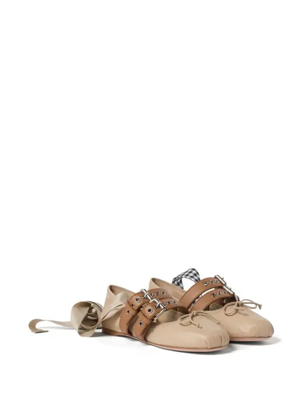 Miu Miu Buckled Ballet Pumps - Neutrals