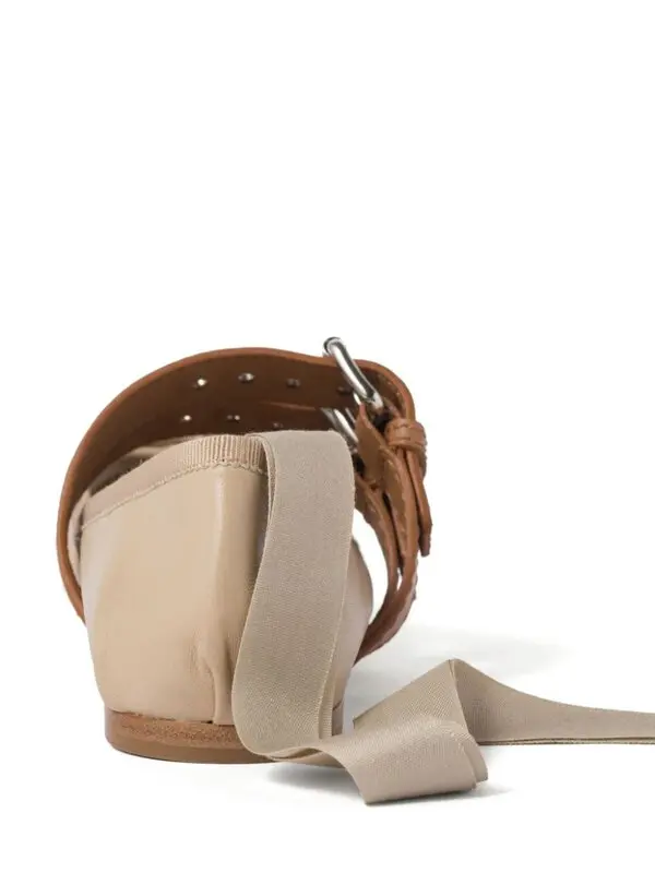 Miu Miu Buckled Ballet Pumps - Neutrals