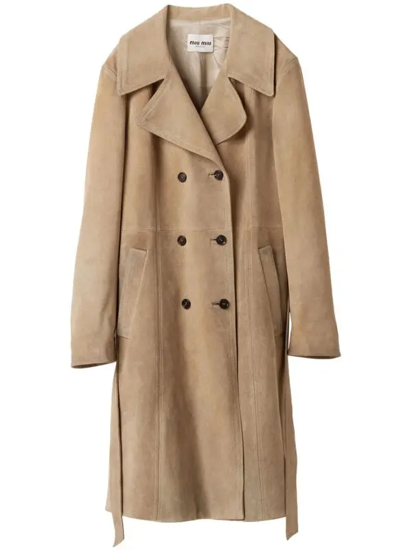 Miu Miu Double-breasted Suede Coat