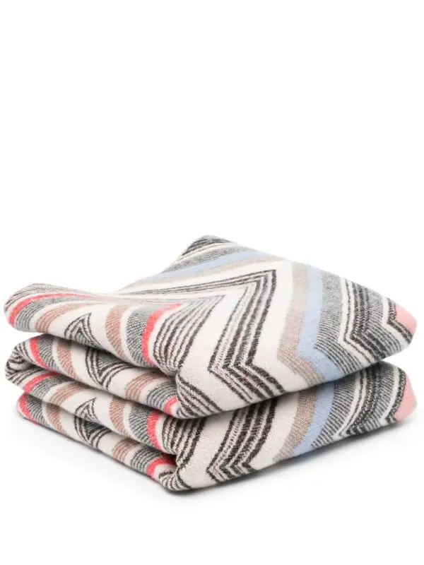 Missoni Zigzag-woven Knitted Blanket - Blue
