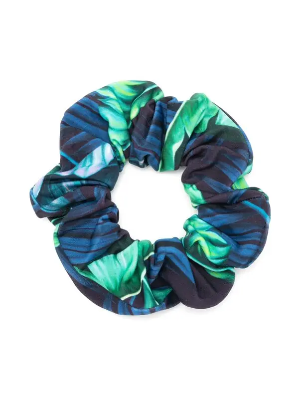 LYGIA & NANNY Lola Leaf-print Hair Scrunchie - Blue