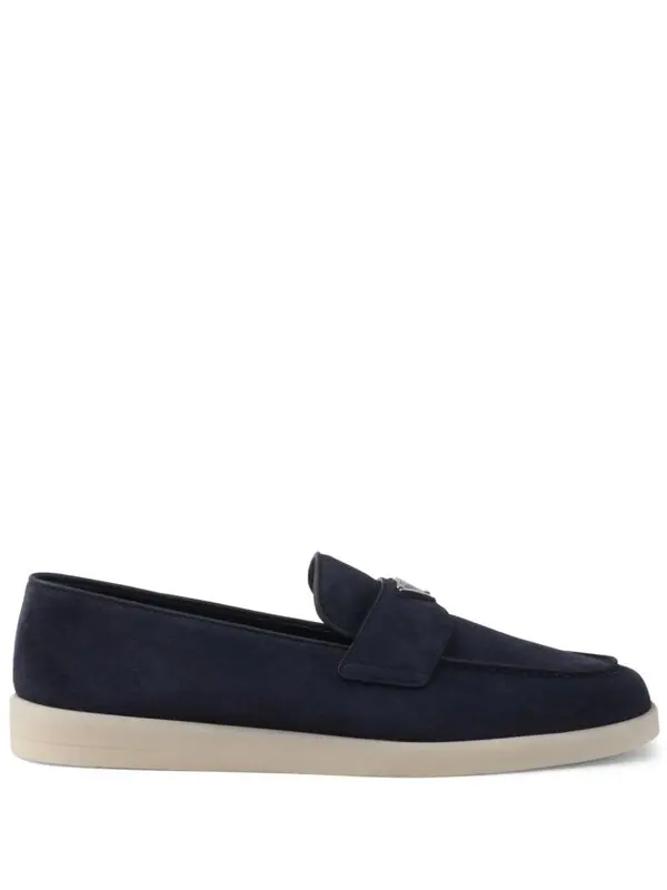 Prada Logo-plaque Suede Loafers