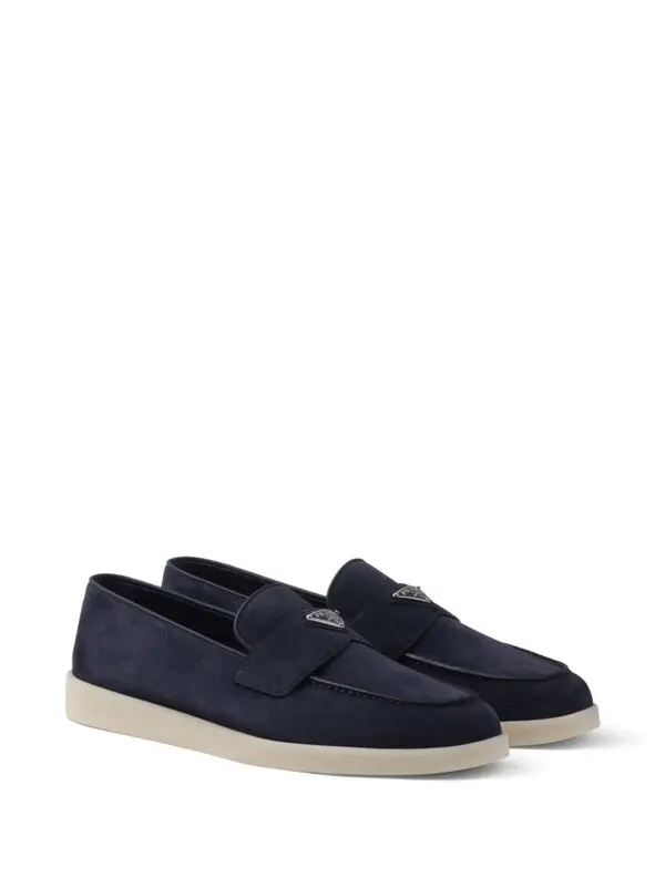 Prada Logo-plaque Suede Loafers