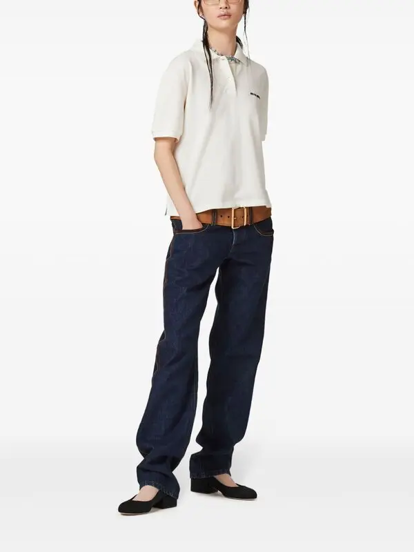 Miu Miu Logo-print Short-sleeve Polo Top