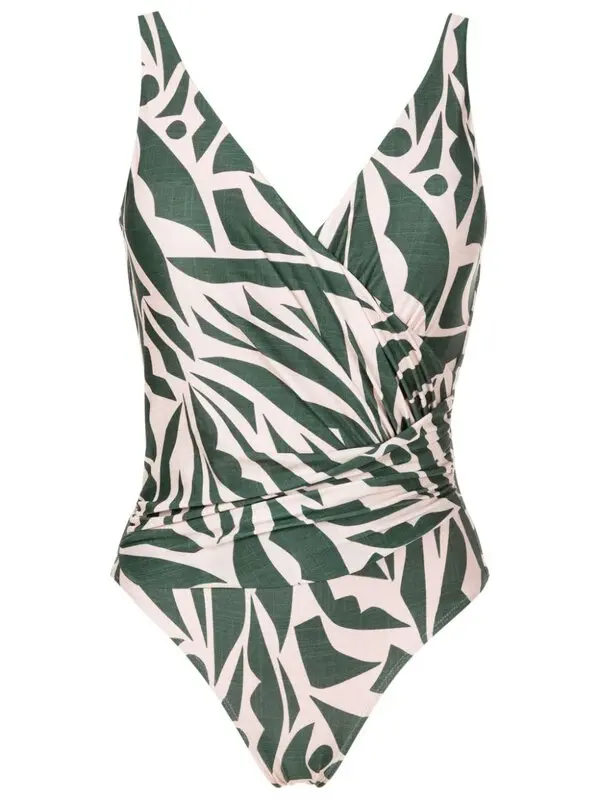 LYGIA & NANNY Maisa Abstract-print Draped One-piece - Green